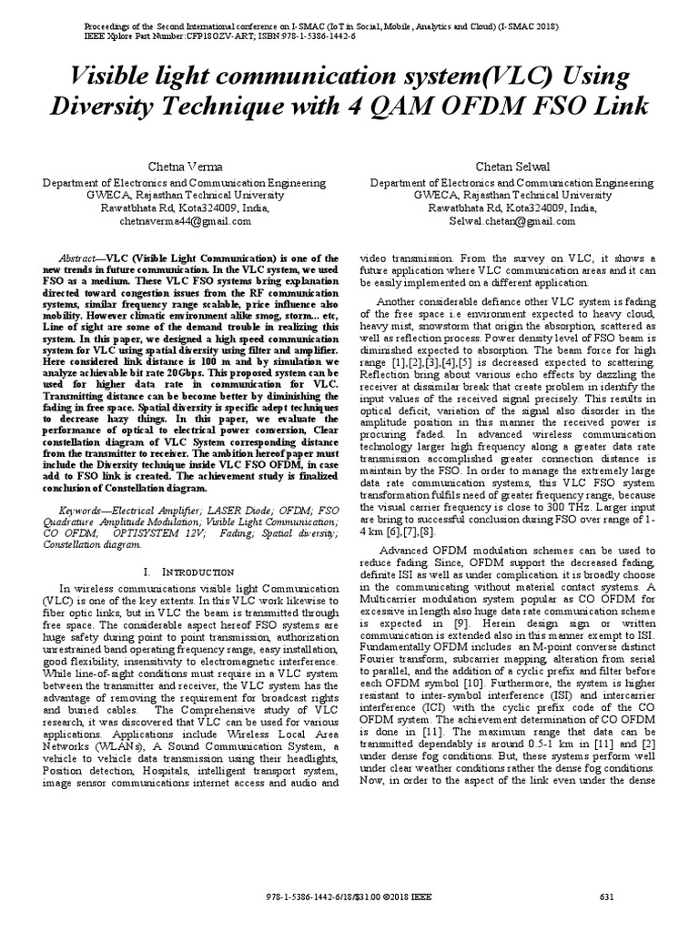 Visible Light Communication System (VLC) Using | PDF | Modulation | Orthogonal Frequency ...