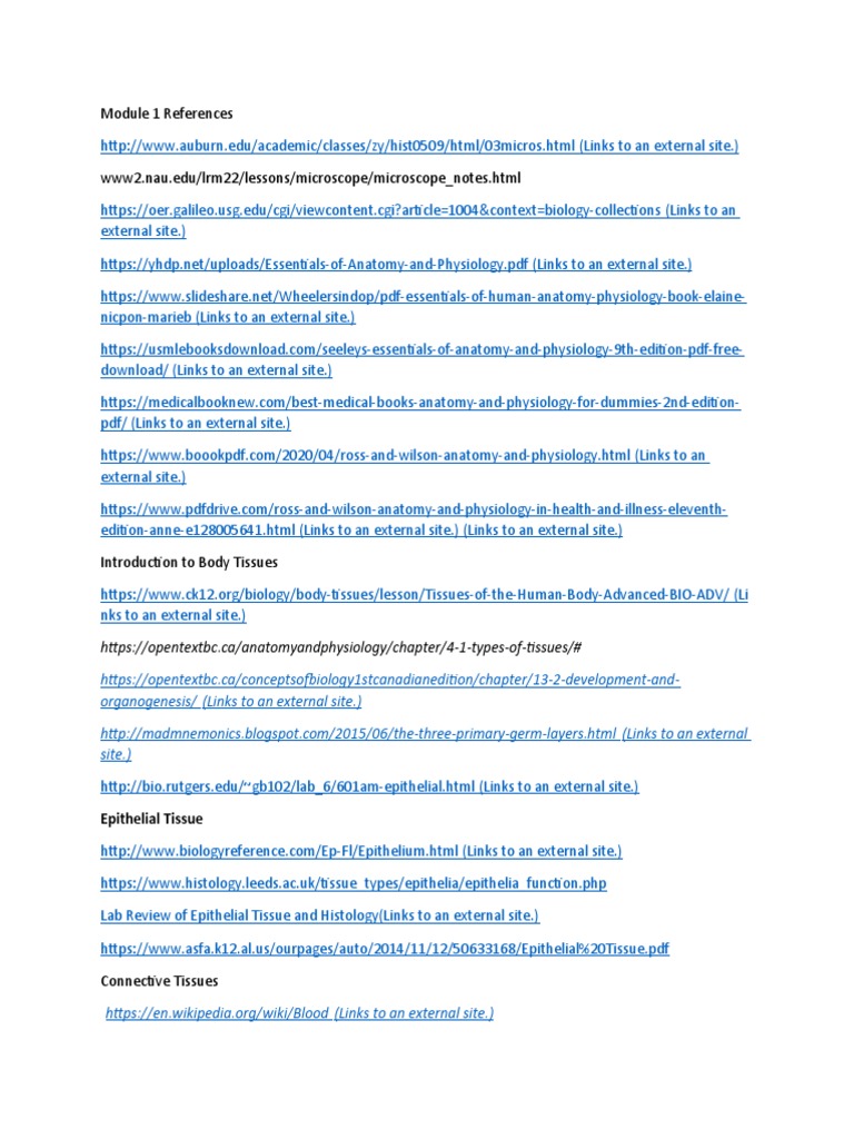 Module 1-Introduction To The Human Body - References | PDF