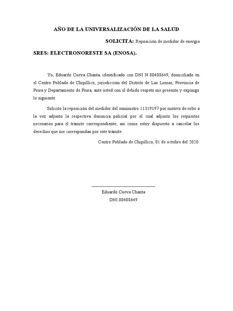 Modelo de Solicitud Simple | PDF