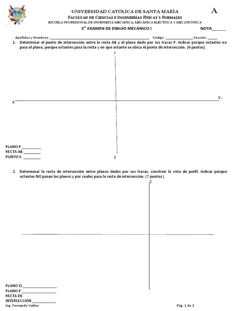 3° EXAMEN DIB. MEC. I 2020 Formato. | PDF