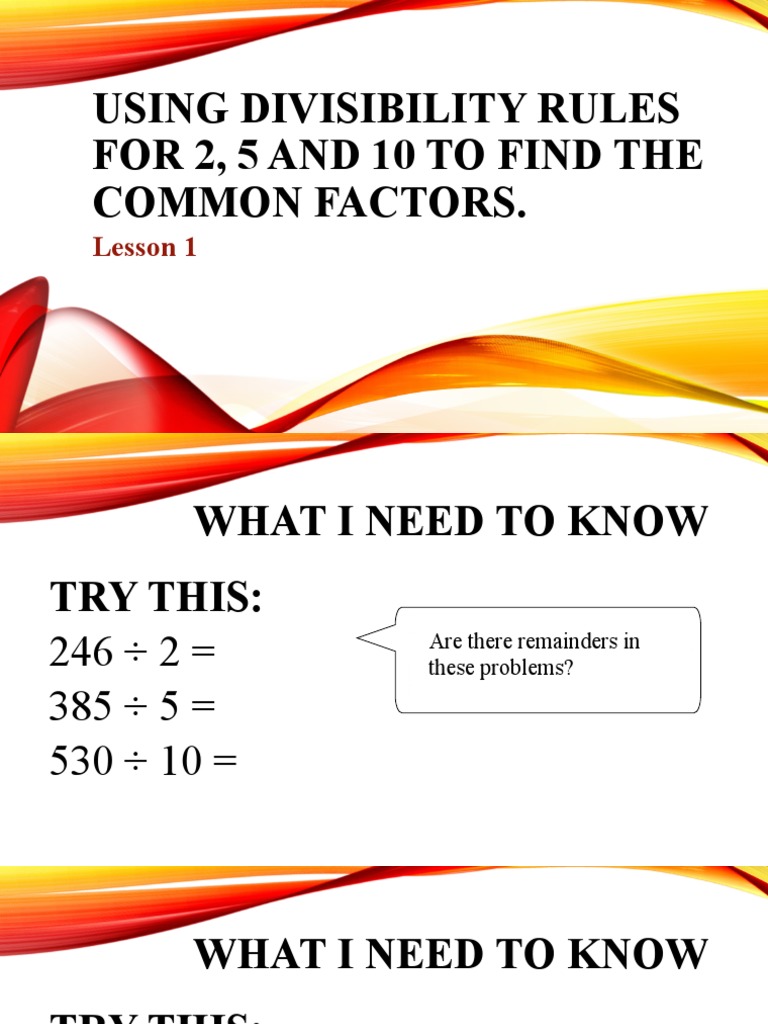 Divisibility Rules for 2, 5, and 10 | PDF