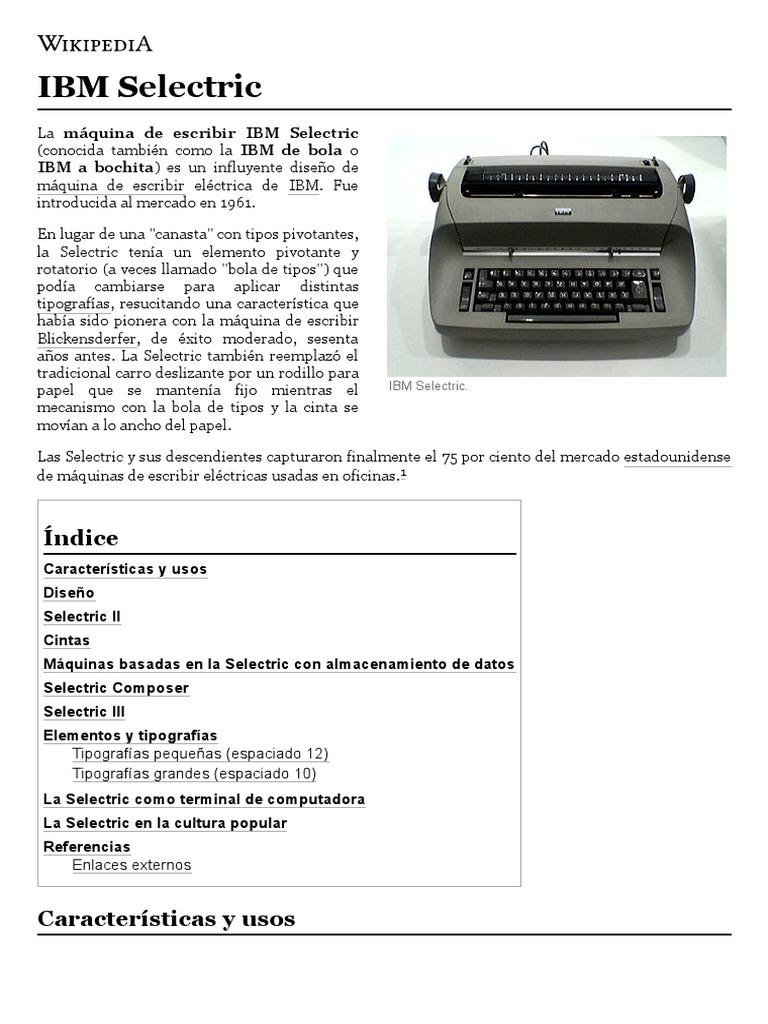 IBM Selectric - Wikipedia, La Enciclopedia Libre | PDF | Equipo de ... IBM Selectric - Wikipedia, La Enciclopedia Libre | PDF | Equipo de ...