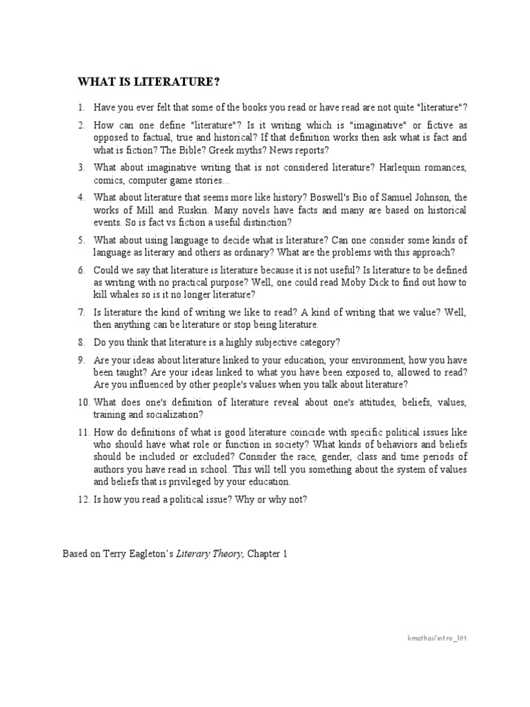 What Is Literature?: Kmathai/intro - Litt | PDF
