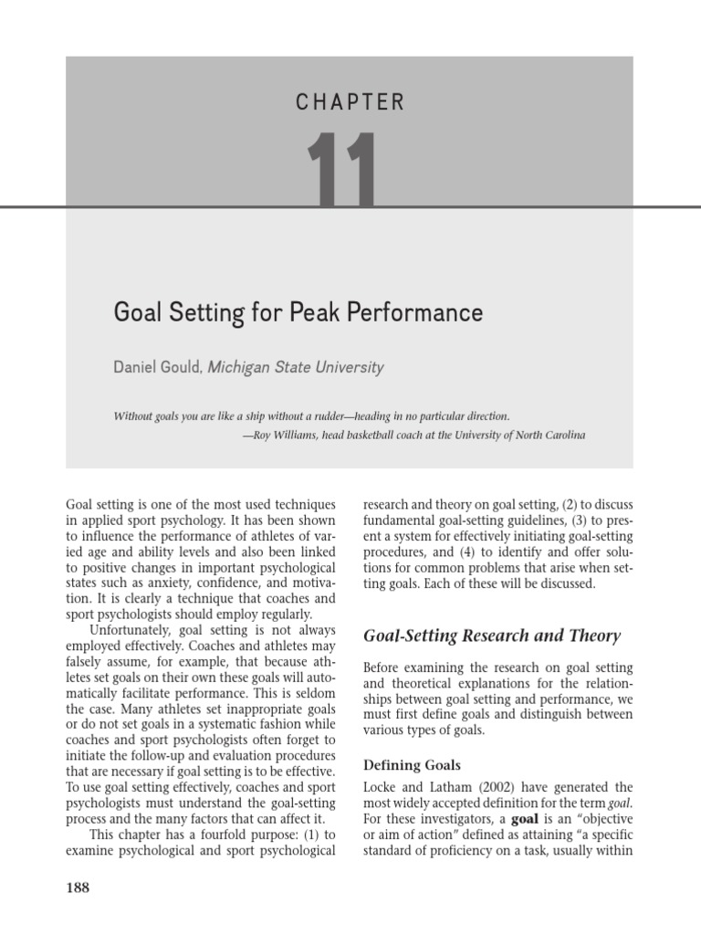 Goal Setting For Peak Performance: Daniel Gould, Michigan State ...