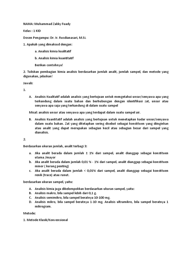 Dasar Analisis Kimia | PDF