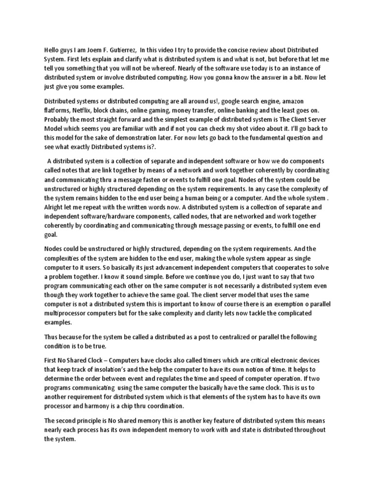 Distributed System | PDF | Distributed Computing | Parallel Computing