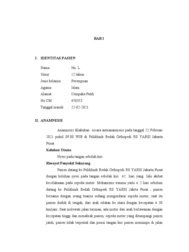 LAPORAN KASUS Fraktur Lempeng Epifisis | PDF