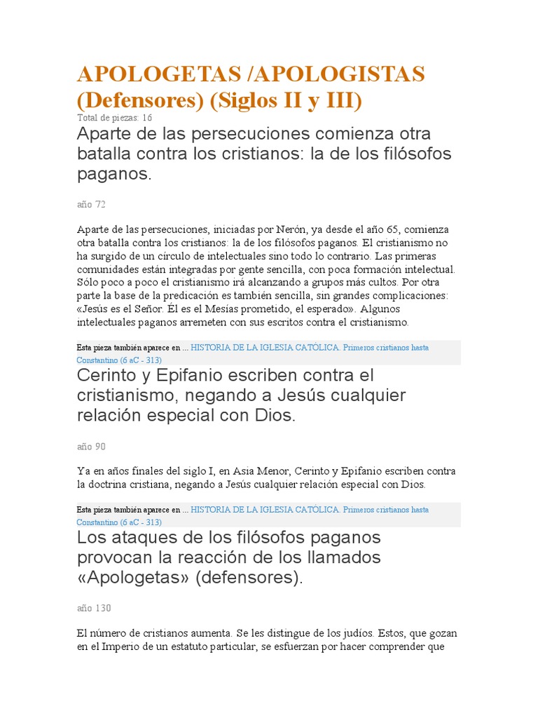 APOLOGETAS | PDF | Ireneo | Iglesia Católica