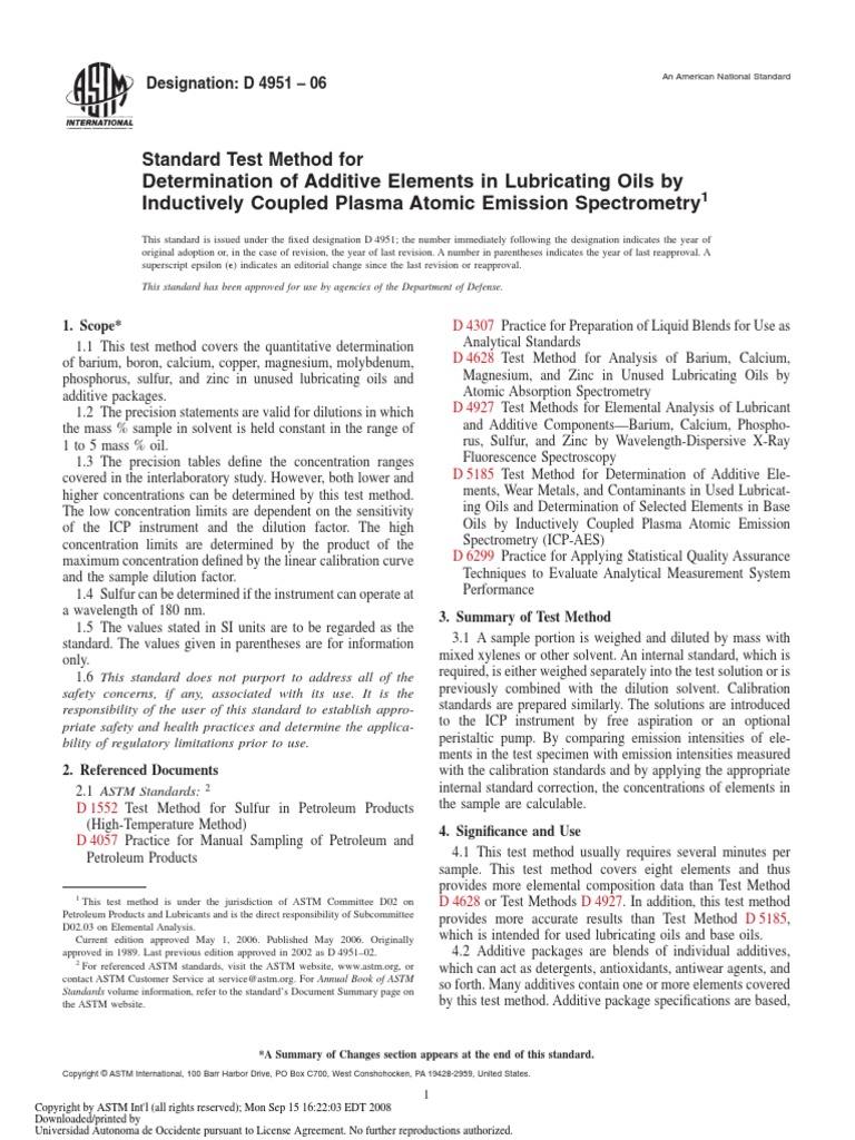 Contenido de Fosforo ASTM D4951 | PDF | Materials | Chemical Substances