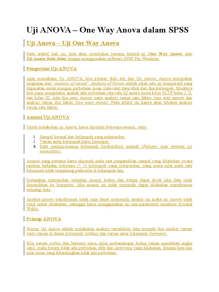 Uji ANOVA | PDF
