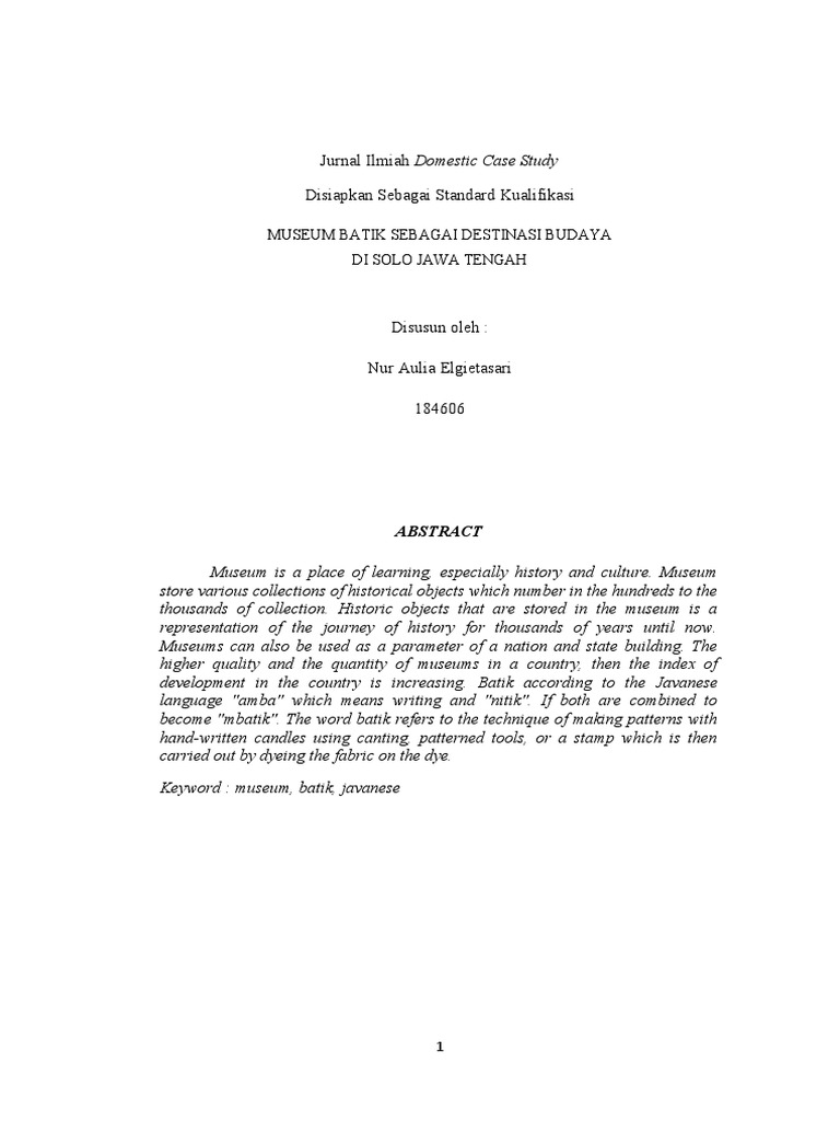Fix Jurnal Ilmiah-Dcs - Museum Batik Danar Hadi | PDF | Ilmu Sosial