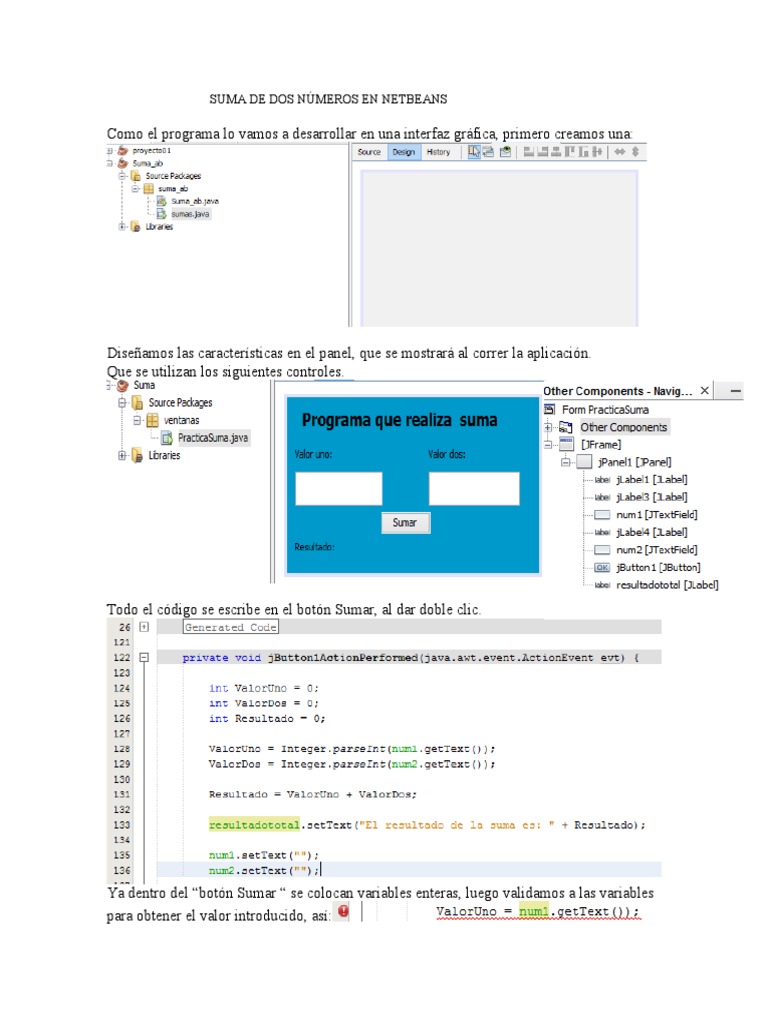 Suma de Dos Números Con Net Beans | PDF