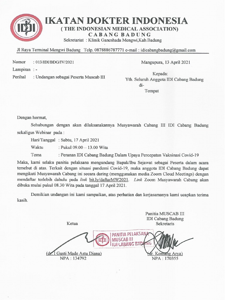 Surat Undangan Muscab III | PDF