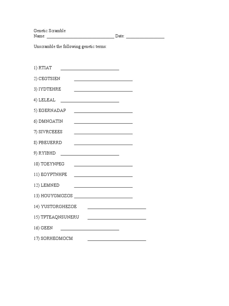 Genetic Scramble | PDF | Zygosity | Dominance (Genetics)