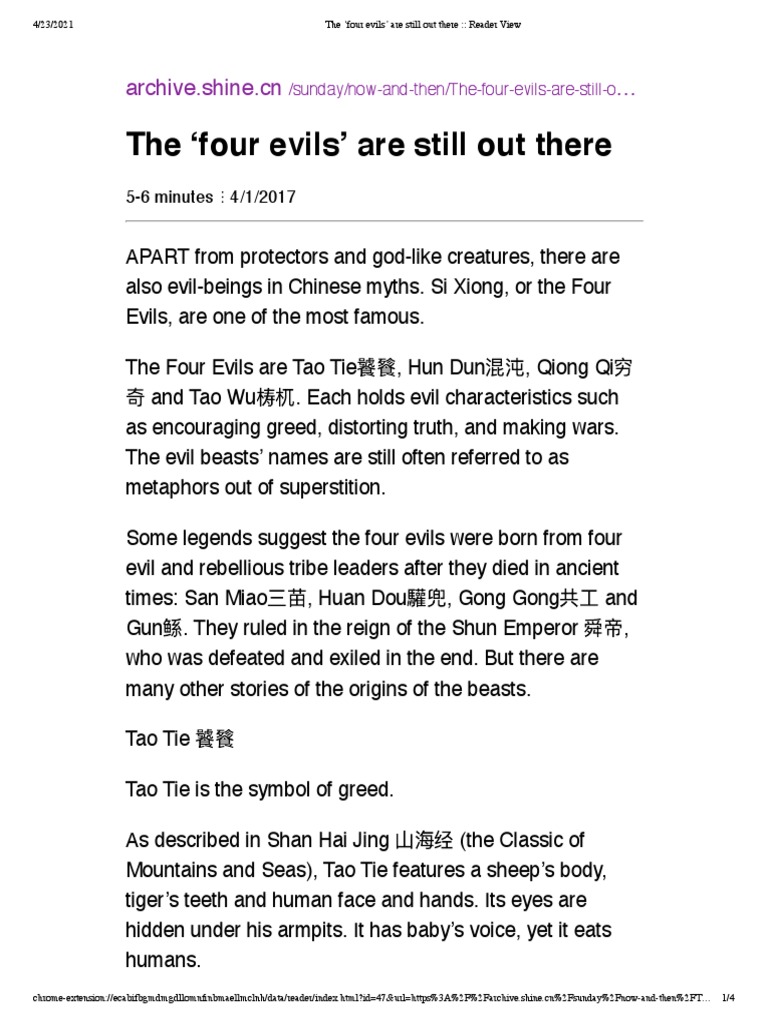 The Four Evils' Are Still Out There - Reader View | PDF | China | World ...