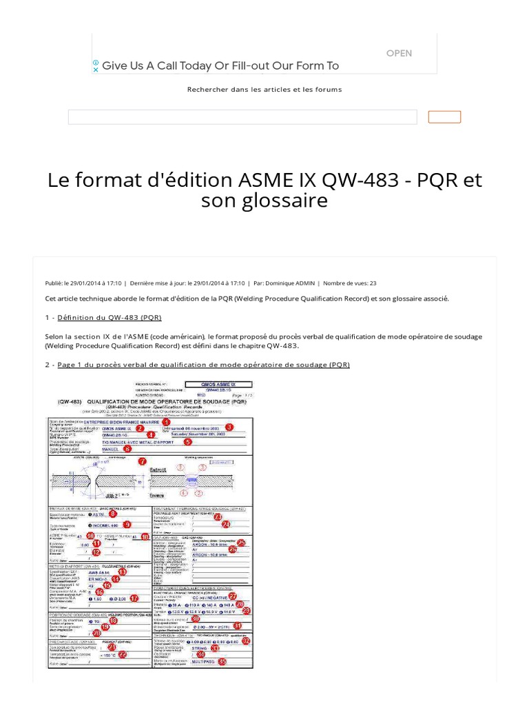 Le Format D'édition ASME IX QW-483 - PQR Et Son Glossaire | PDF ...