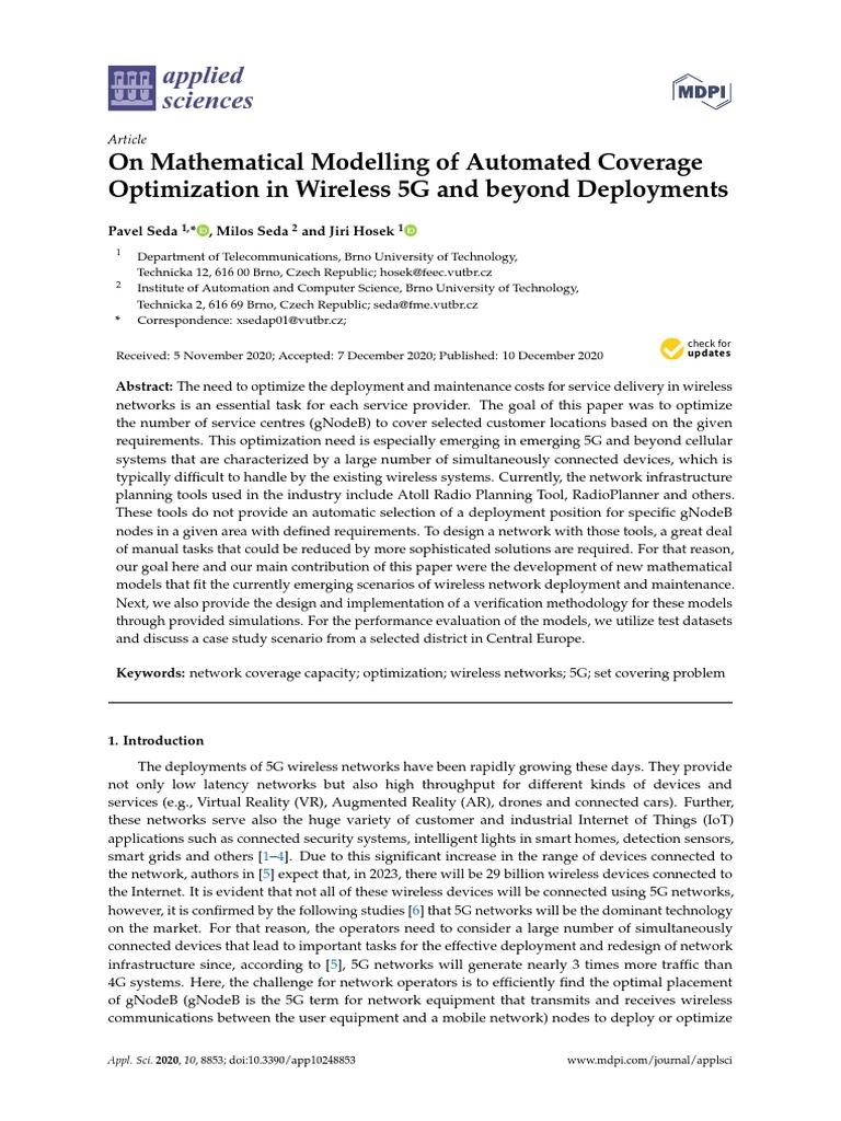 Applied Sciences On Mathematical Modelling Of Automated Coverage Optimization In Wireless 5g 4484