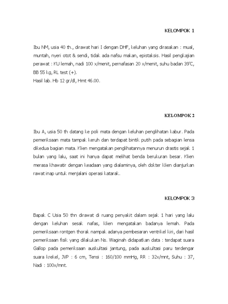 Kasus Latihan Dokep Kasus Medikal 2018 | PDF
