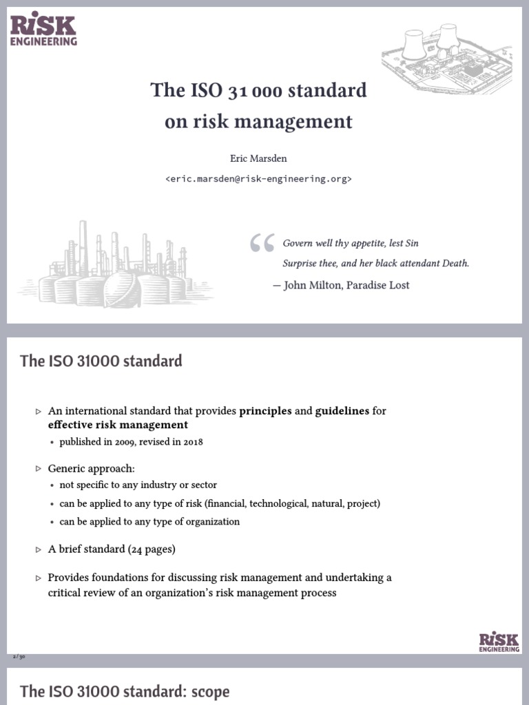 The ISO 31 000 Standard On Risk Management: Eric Marsden | PDF | Risk ...