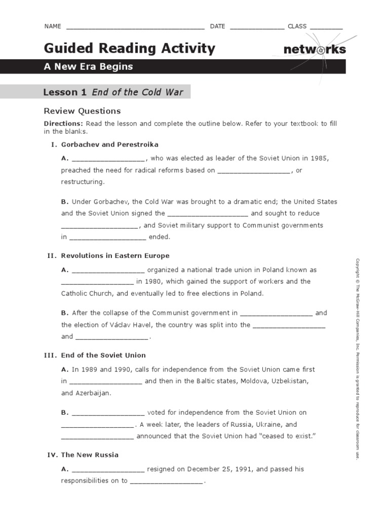 CH 34 Lesson 1 Guided Reading | PDF | Dissolution Of The Soviet Union ...