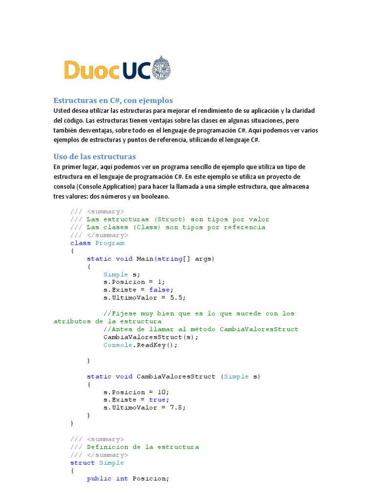 Estructuras En C Sharp Pdf C Sharp Lenguaje De Programación C Lenguaje De Programación