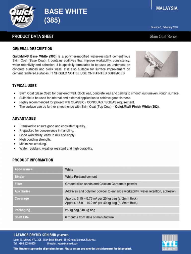 QuickMix Base White (385) - 2020 | PDF | Concrete | Materials