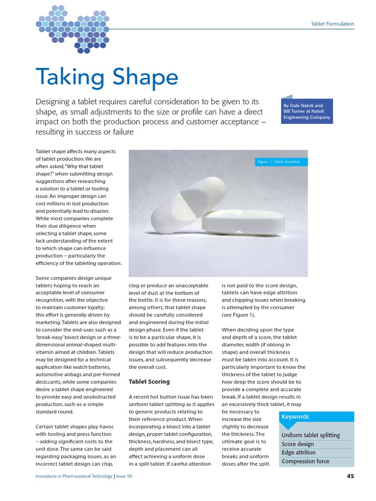 Taking Shape: Tablet Formulation | PDF | Tablet (Pharmacy) | Pharmaceutical