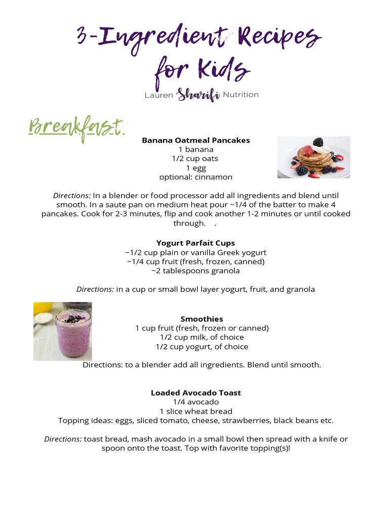 3 Ingredient Recipes For Kids | PDF | Western Cuisine | Regional ...