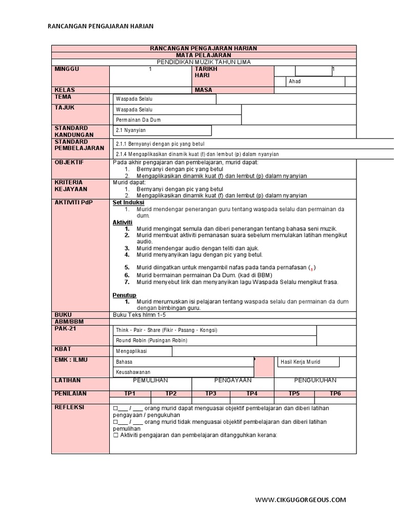 Muzik 5 W1 RPH 2021 | PDF