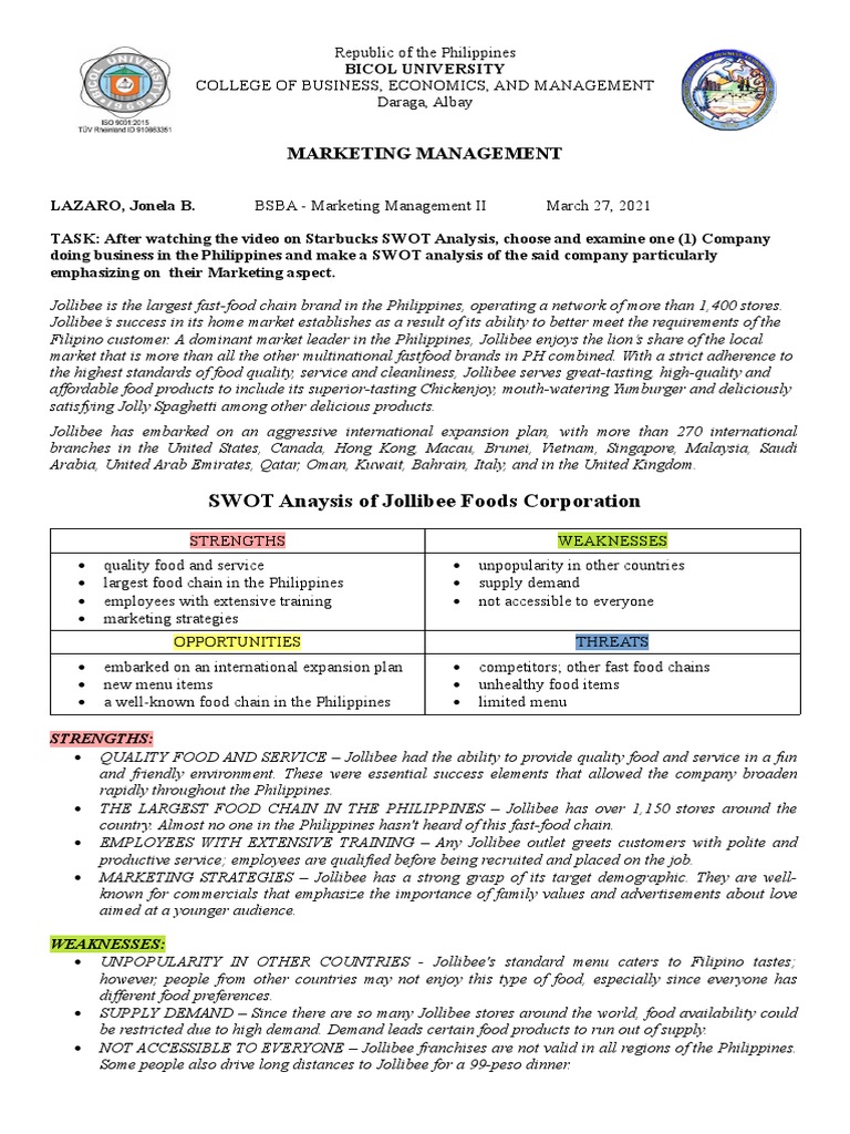 SWOT Analysis | PDF | Fast Food Restaurants | Economies
