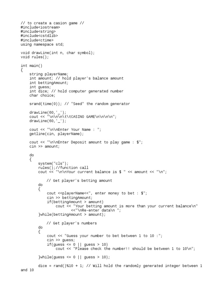 Casino Game | PDF | Computer Programming | Software Engineering