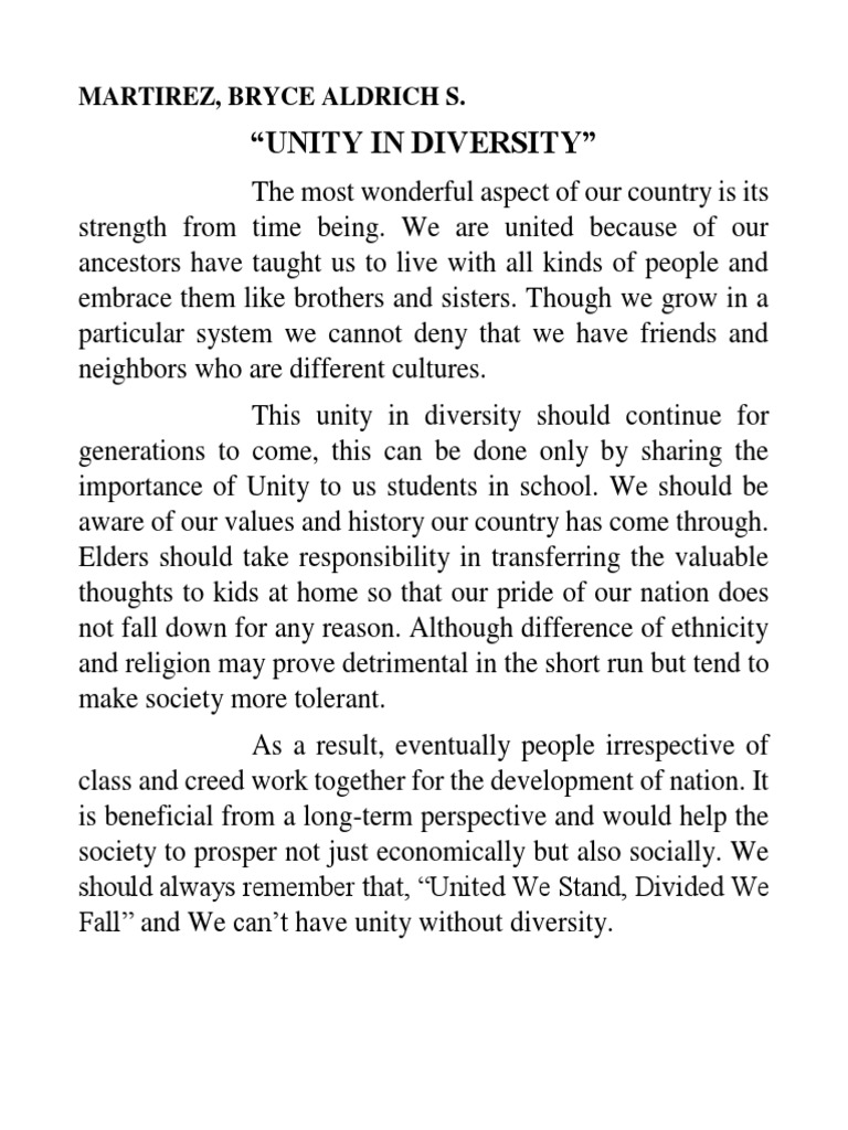 Unity in Diversity | PDF