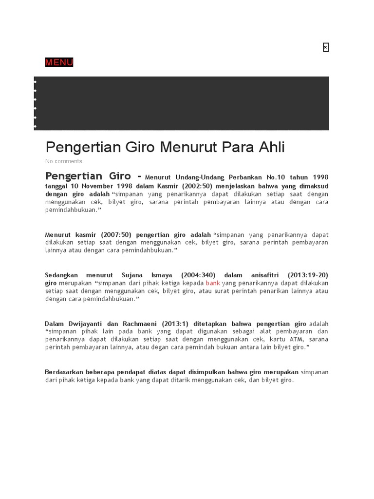 Contoh Simpanan Giro | PDF