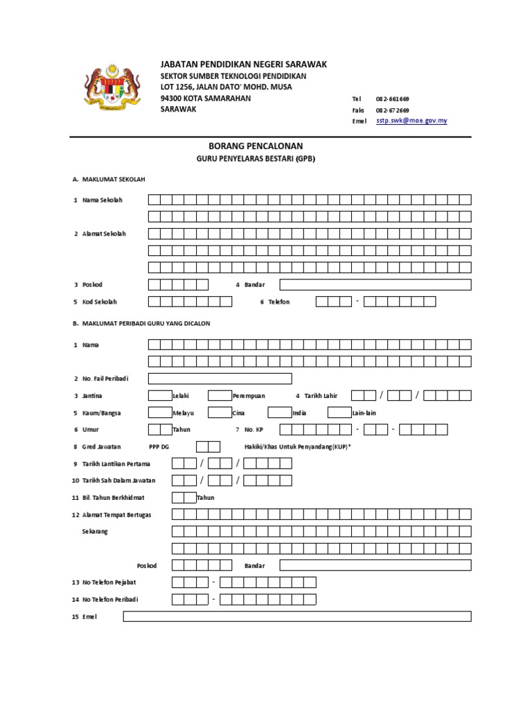 Borang Pencalonan GPB 2021 | PDF