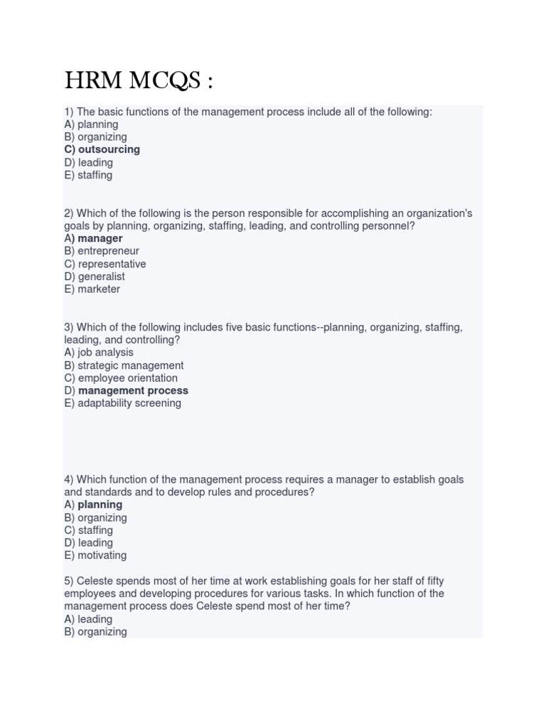 HRM MCQS | PDF | Human Resource Management | Human Resources