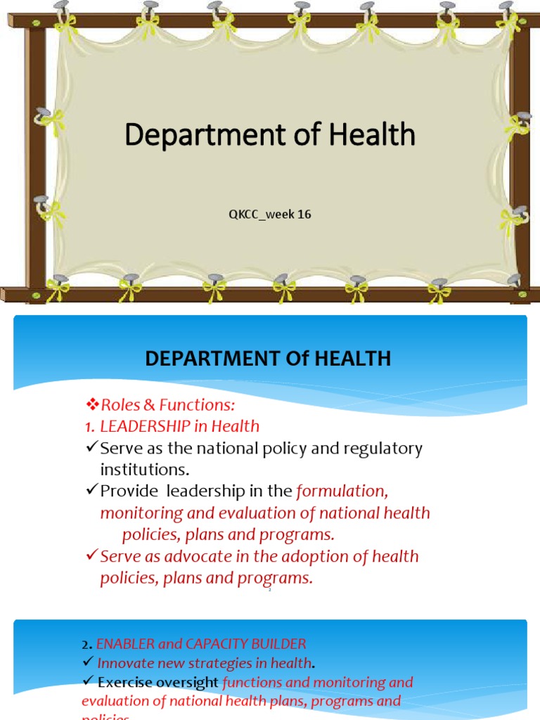 Redefining the Roles and Functions of the Department of Health ...