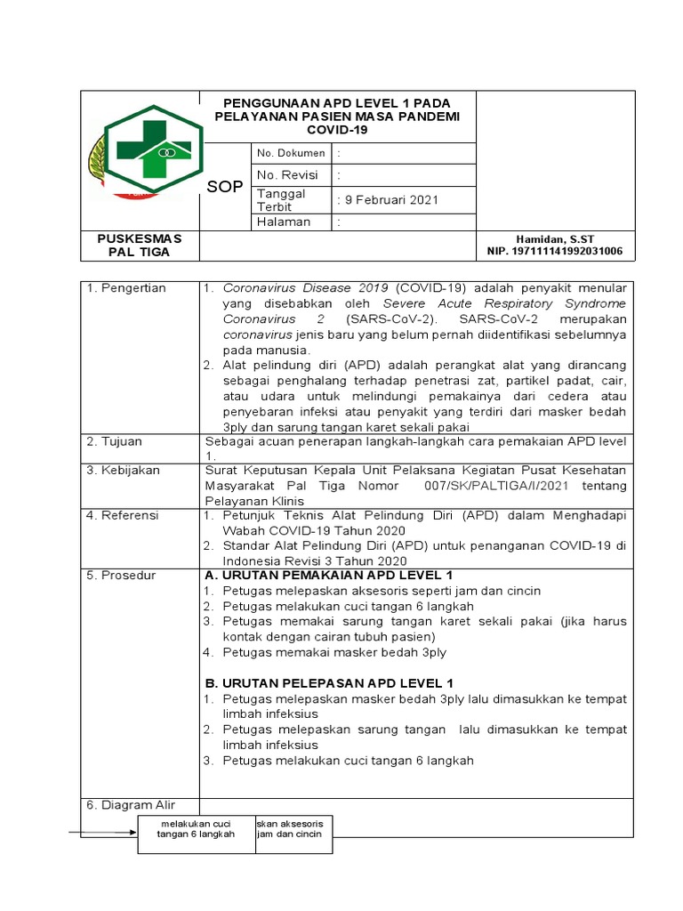 SOP PENGGUNAAN APD Level 1 | PDF