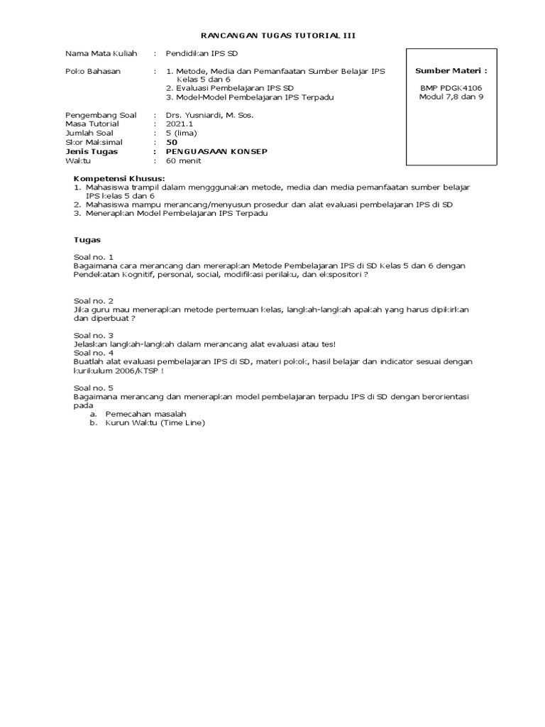 Tutorial IPS SD: Metode & Evaluasi | PDF