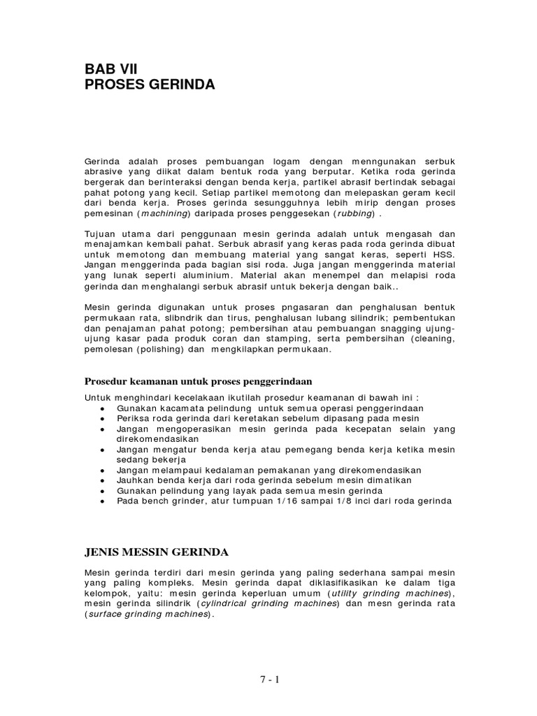 BAB VII - Proses Gerinda | PDF