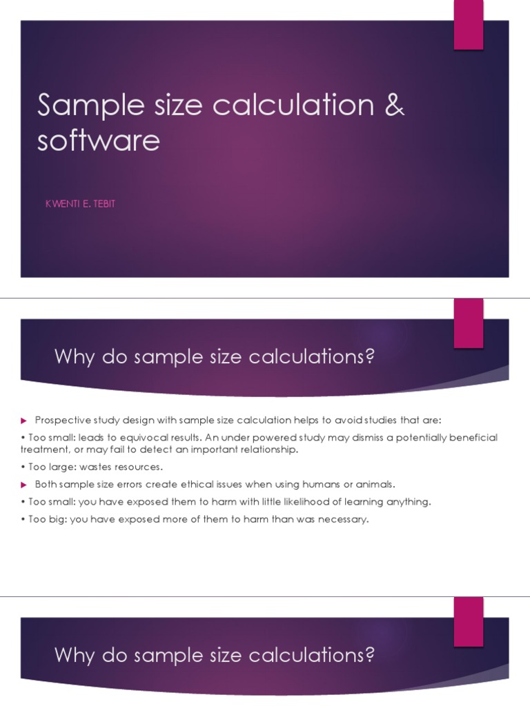 Sample Size Calculation & Software | PDF | P Value | Type I And Type Ii ...