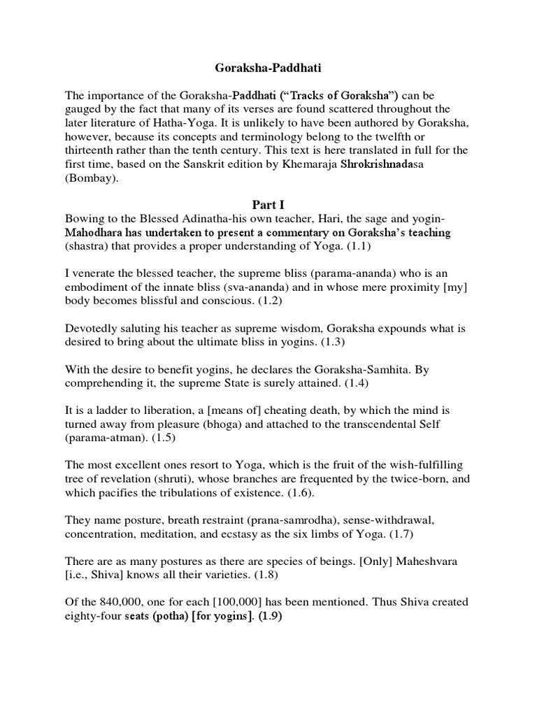 Goraksha Paddhati | PDF | Prana | Hindu Prayer And Meditation