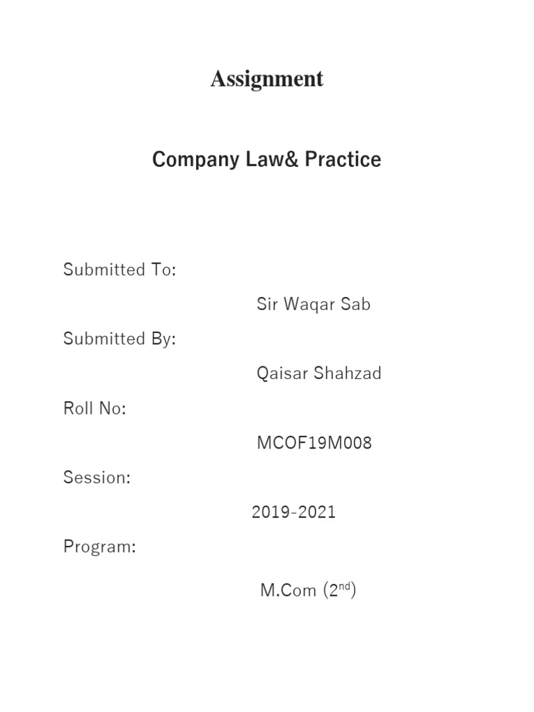 Assignment: Company Law& Practice | Descargar gratis PDF | Sugar | Diet & Nutrition