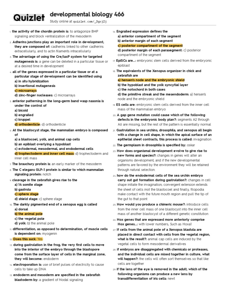 Developmental Biology 466 | Descargar gratis PDF | Cellular ...