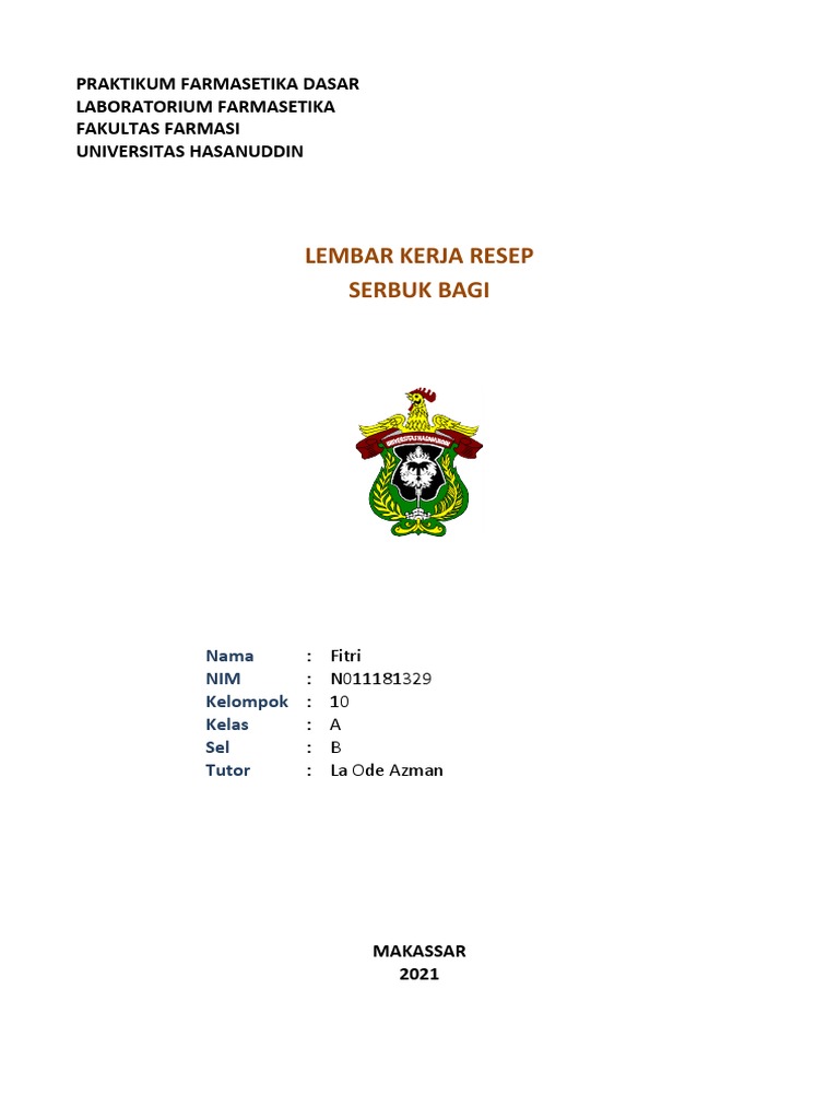 Fitri - N011181329 - Jurnal Resep Pulvis Kapsul | PDF