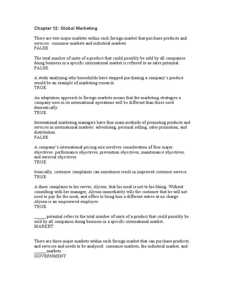 Chapter 12 Quiz | PDF | Sales | Marketing