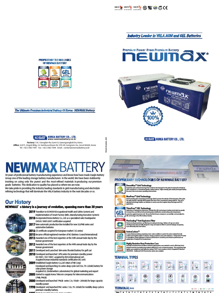 Newmax Battery Catalogue 2021 | PDF | Rechargeable Battery | Chemistry