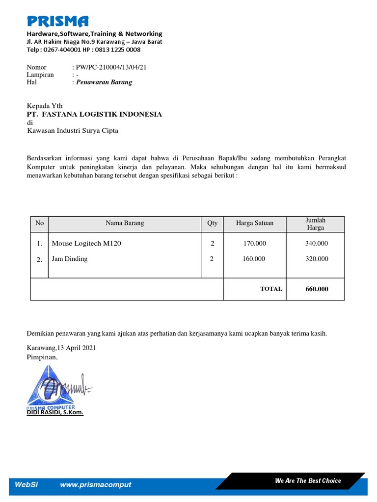 Penawaran PT. Fastana | PDF