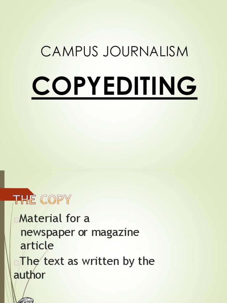 Campus Journalism: Copyediting | PDF | Copy Editing | Grammar