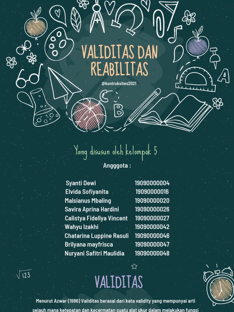 Kelompok 5 - Kontes Validitas Dan Reabilitas | PDF