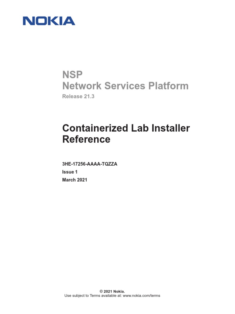 3HE17256AAAATQZZA - V1 - NSP 21.3 Containerized Lab Installer Reference ...